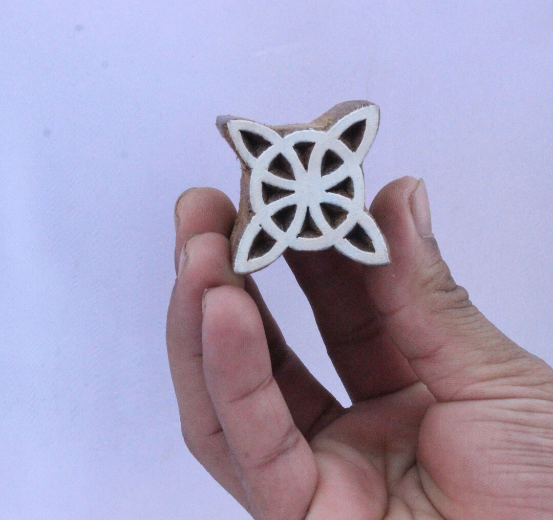 Round Wood Block Stamp: Hand Carved Geometric Print - Etsy