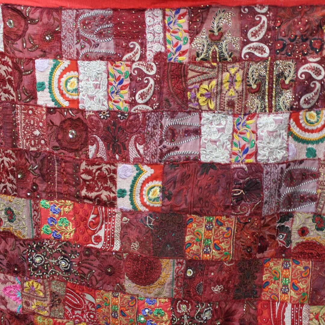 Coral Gypsy Indian Fabric by the Yard Patchwork Fabric Embellished ...