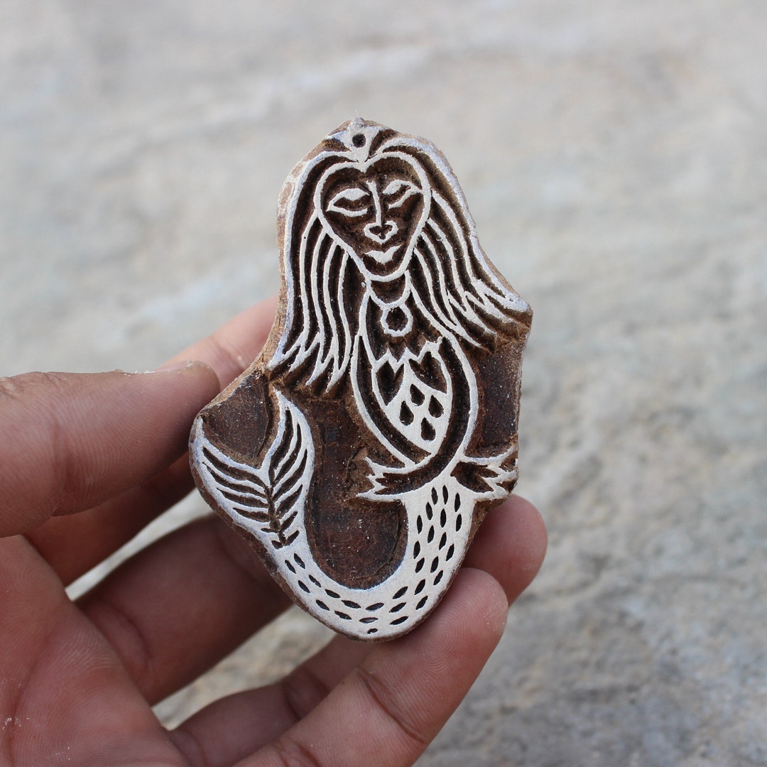 Mermaid Soap Stamp Hand Carved Stamp Block Stamp Water Nymph Stamp ...