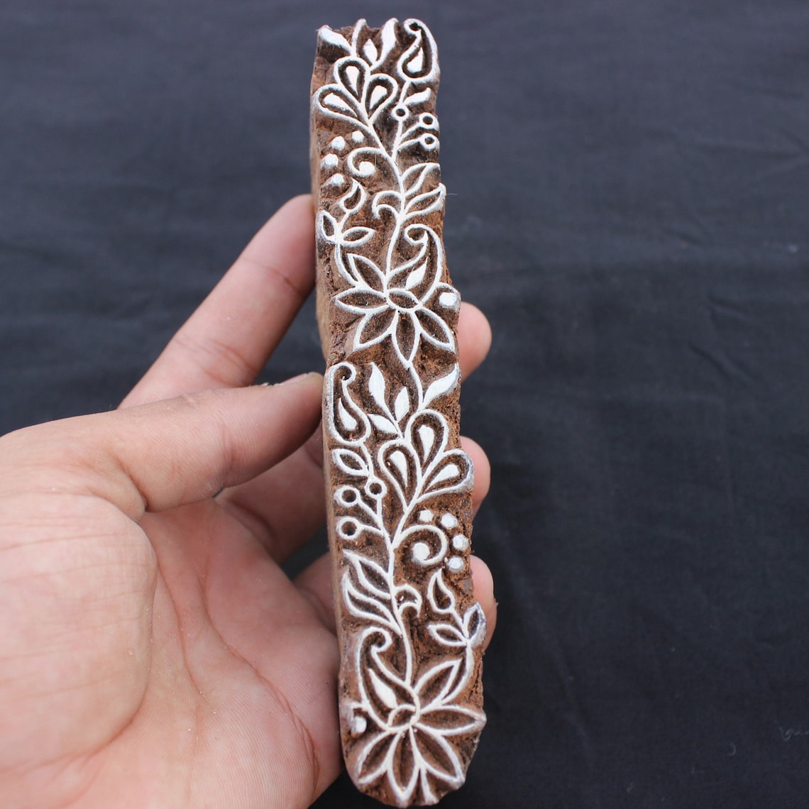 Floral Border Stamp Flower Border Fabric Stamp Indian Wood Block Stamp ...