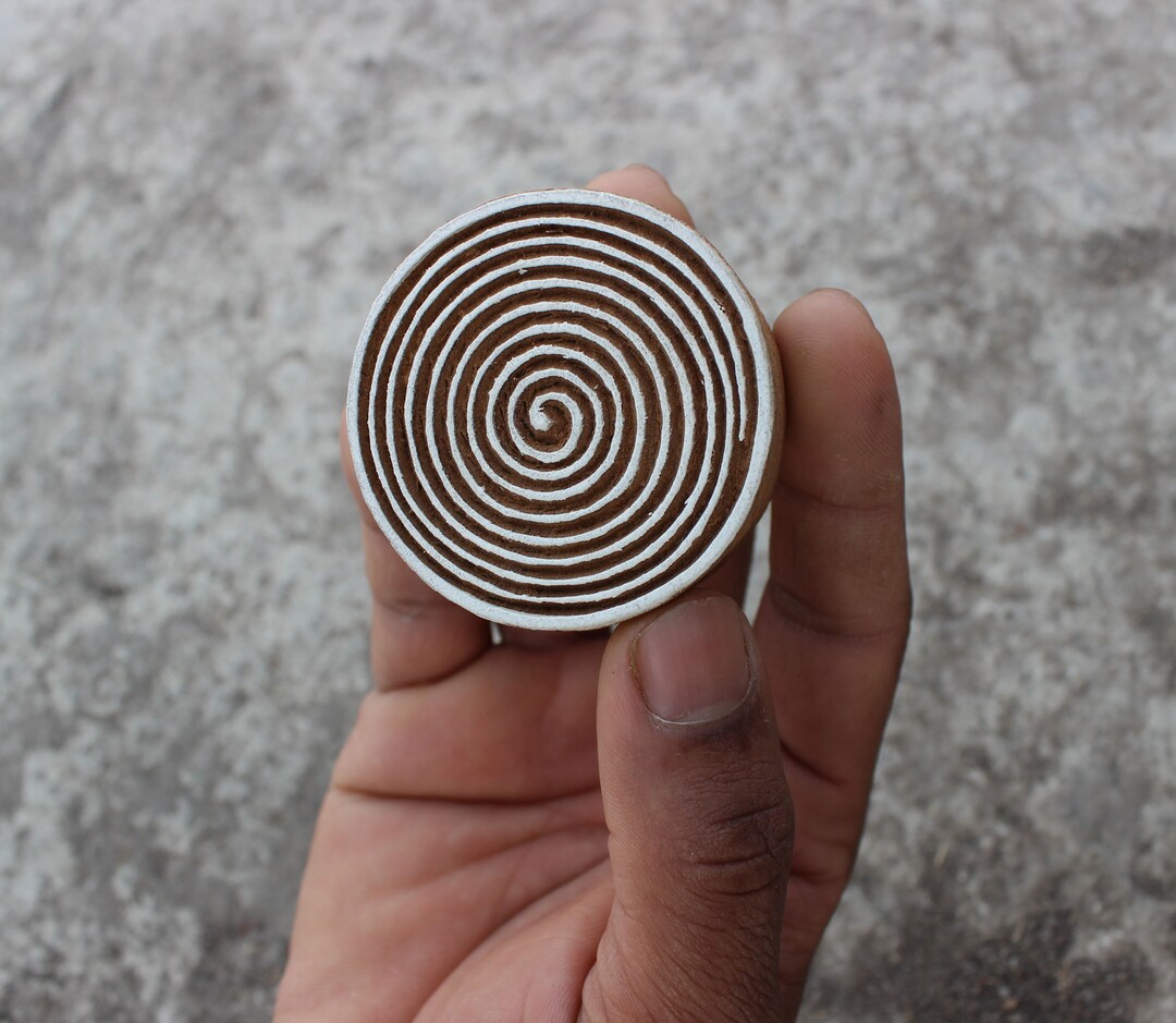 Hand Carved Round Wood Block Stamp, Card Making, Textile Printing - Etsy