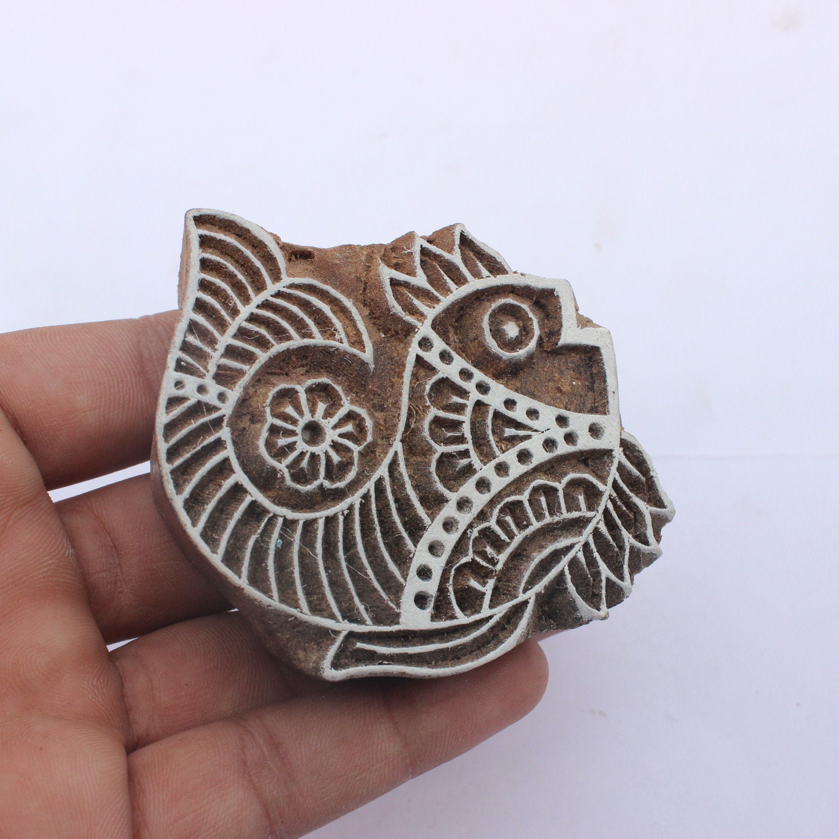 Fish Block Clay Stamp Indian Fabric Stamp Aquatic Fabric Stamp Carve ...