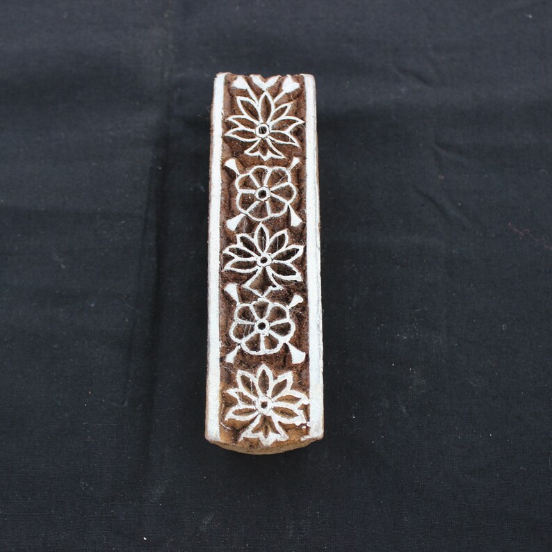 Flower Border Block Print Stamp Floral Border Stamp Carve - Etsy