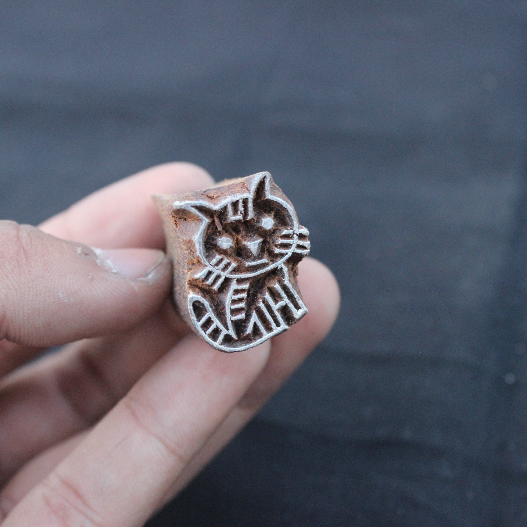 Cat Block Print Stamp Kitty Block Print Stamp Hand Carved Wood | Etsy