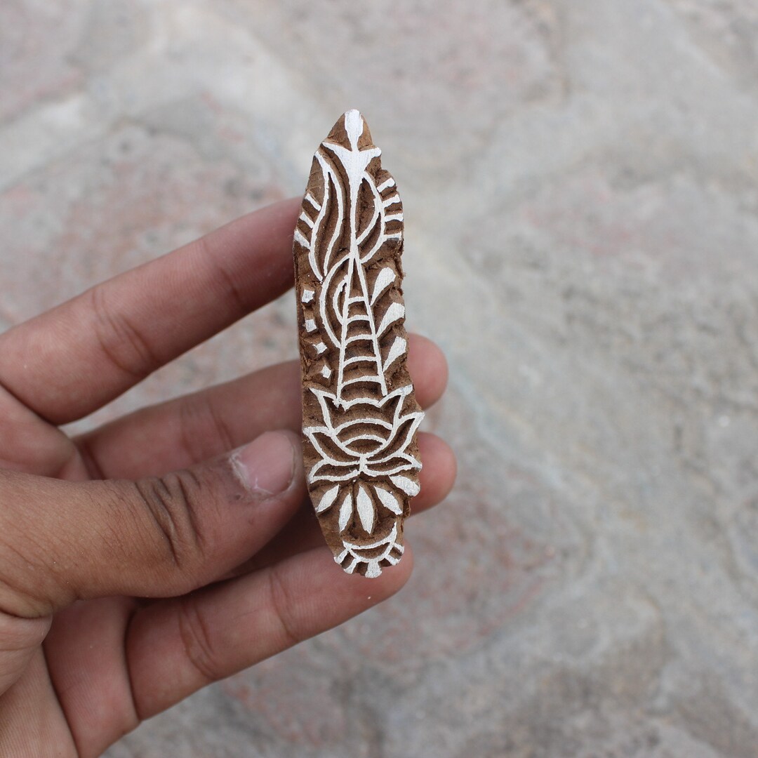 Finger Border Wood Block Stamp Indian Block Print Stamp Floral Border ...