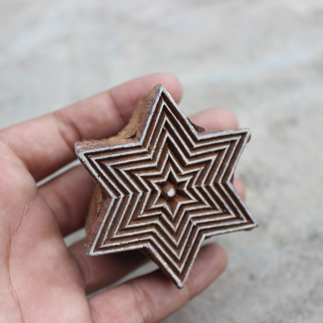 Star Block Print Stamp Carve Block Stamp Hand Carved Textile Block for ...