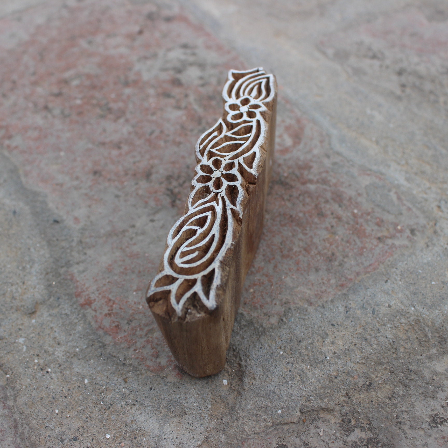 Finger Border Block Print Stamp Hand Carved Wood Block Stamp Floral ...