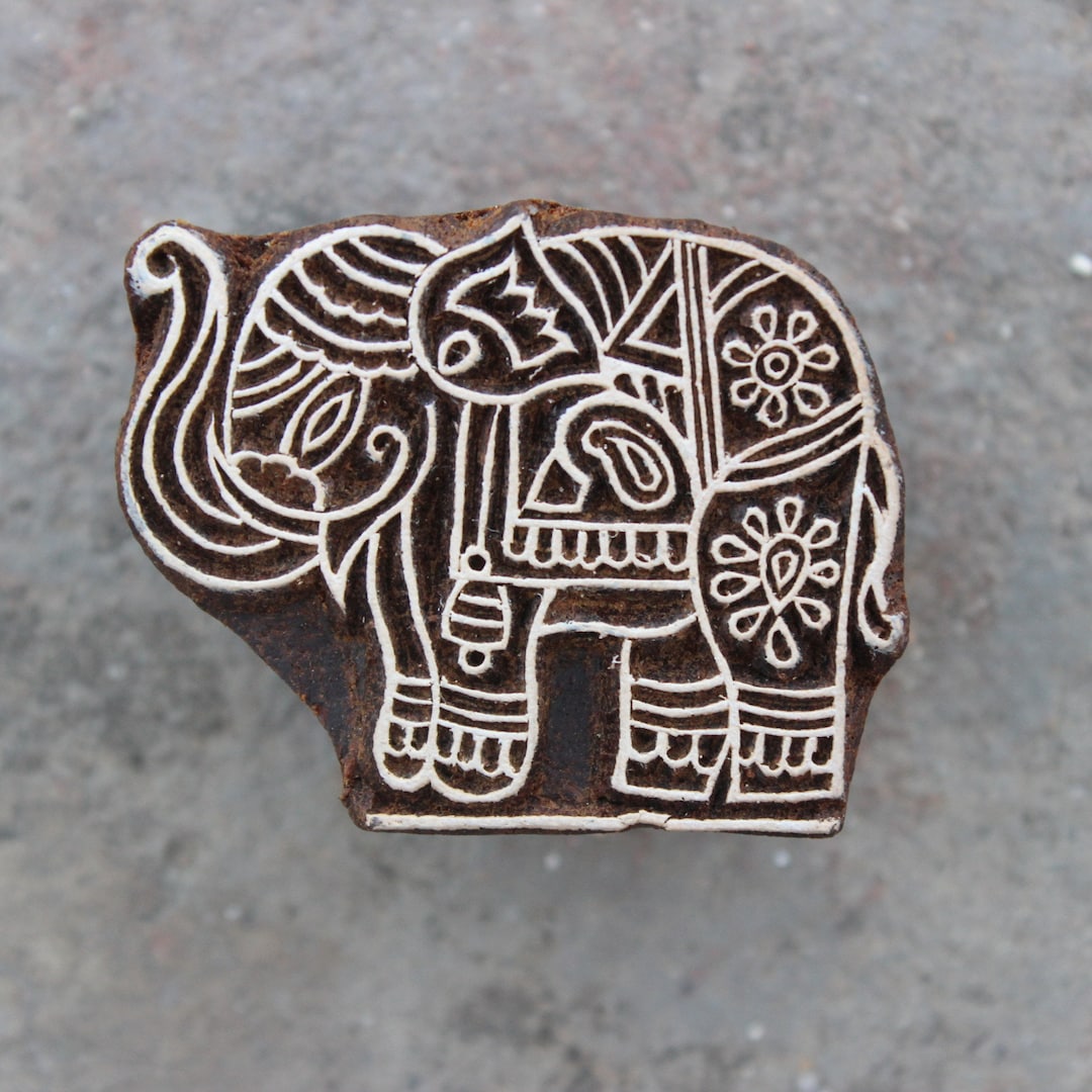 Elephant Block Print Stamp Animal Block Print Stamp Carve Block Stamp ...