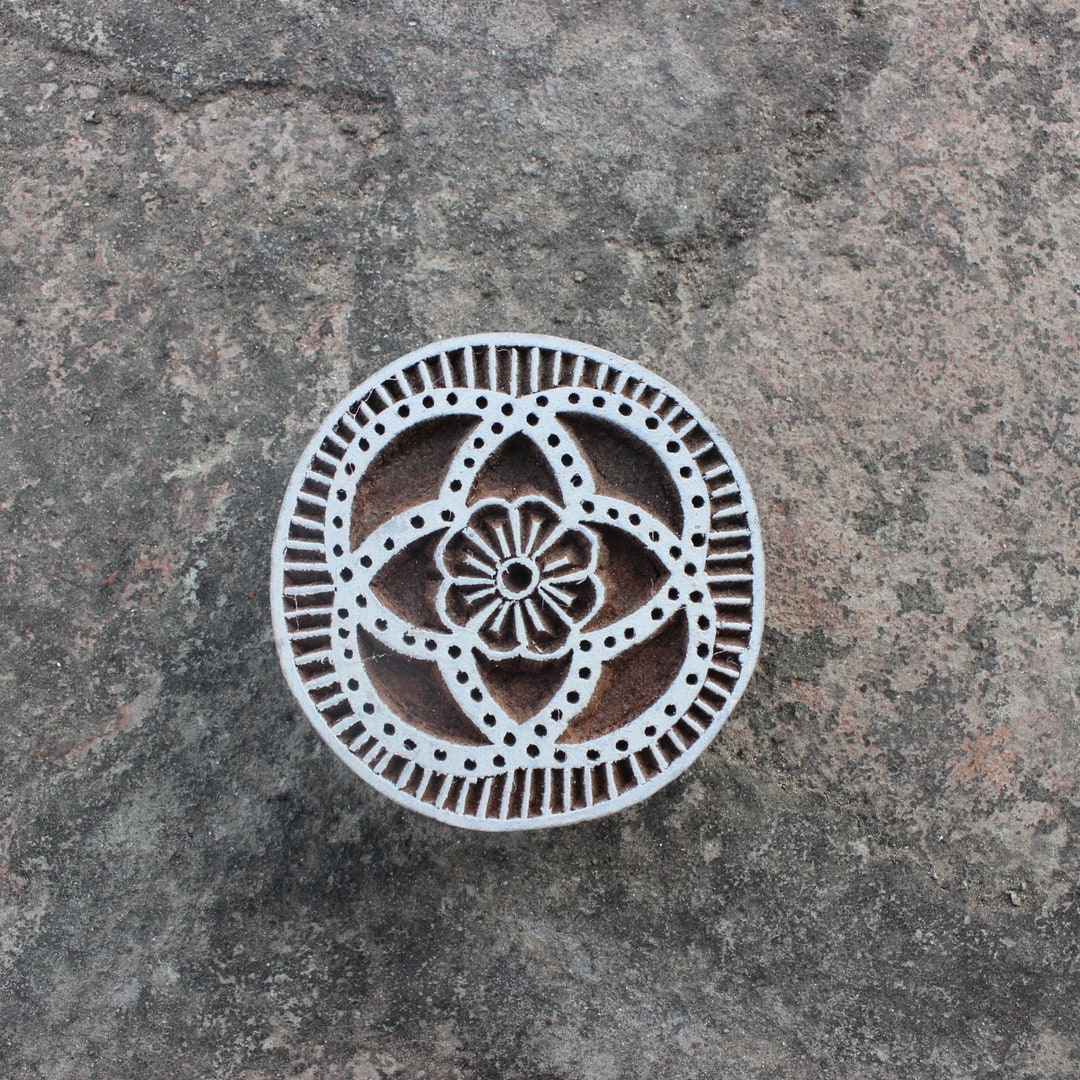Round Mandala Stamp - Small Block Printing Blocks, Floral Wooden Stamps ...