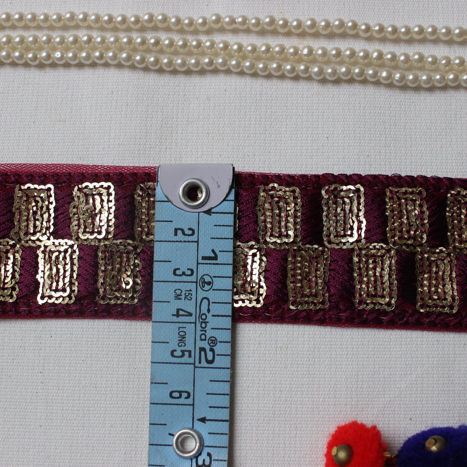 Buy Gold Indian Border Trim Sequin Thread Work Trim Lace Geometric ...