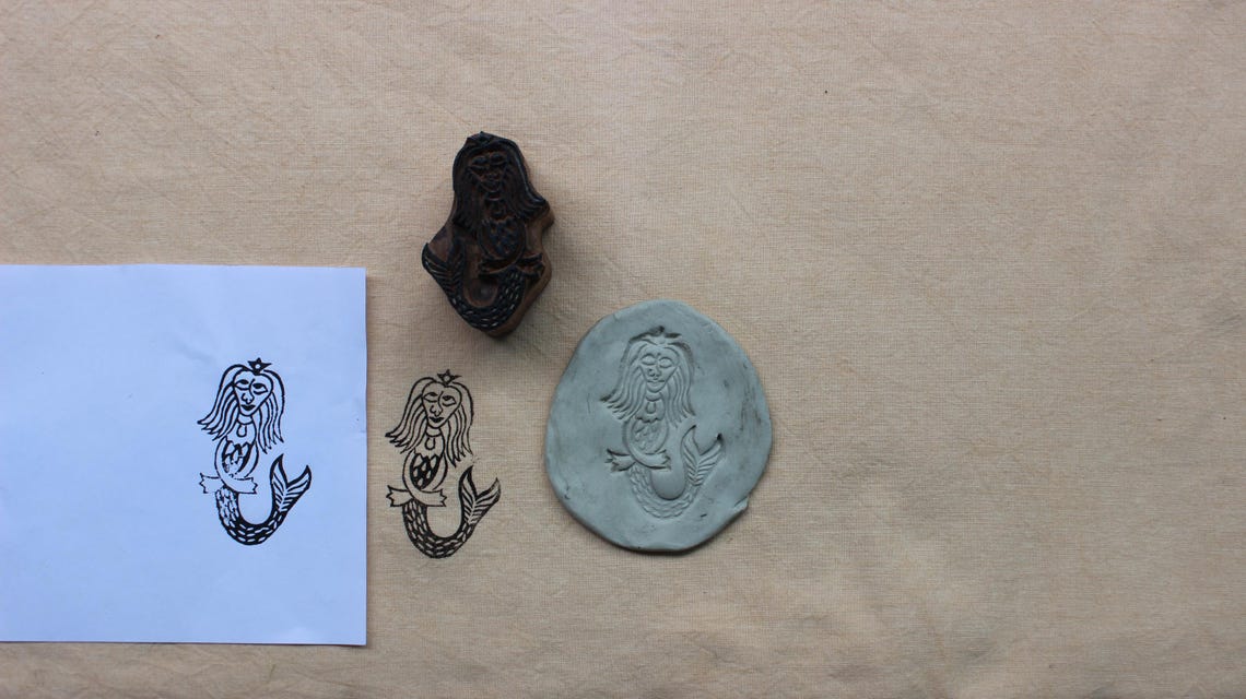 Mermaid Soap Stamp Hand Carved Stamp Block Stamp Water Nymph Stamp ...