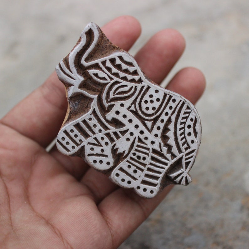 Elephant Fabric Block Print Stamp Indian Wooden Stamp Carve Block Print ...