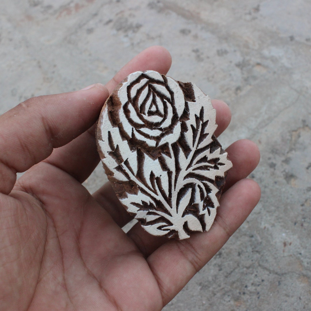 Rose Wood Block Stamp Indian Fabric Stamp Flower Wood Block Stamp ...