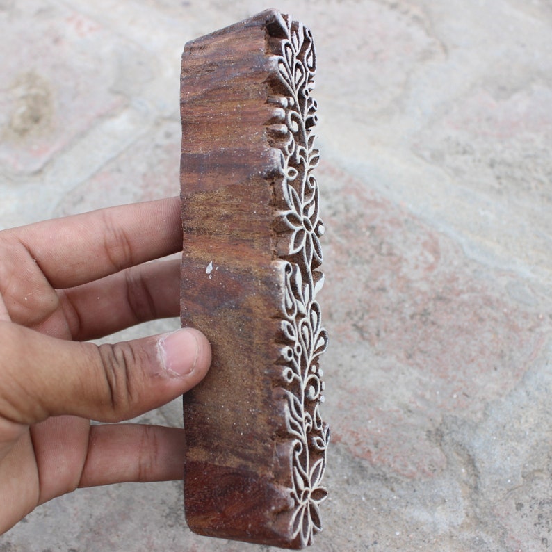 Floral Border Stamp Flower Border Fabric Stamp Indian Wood Block Stamp ...