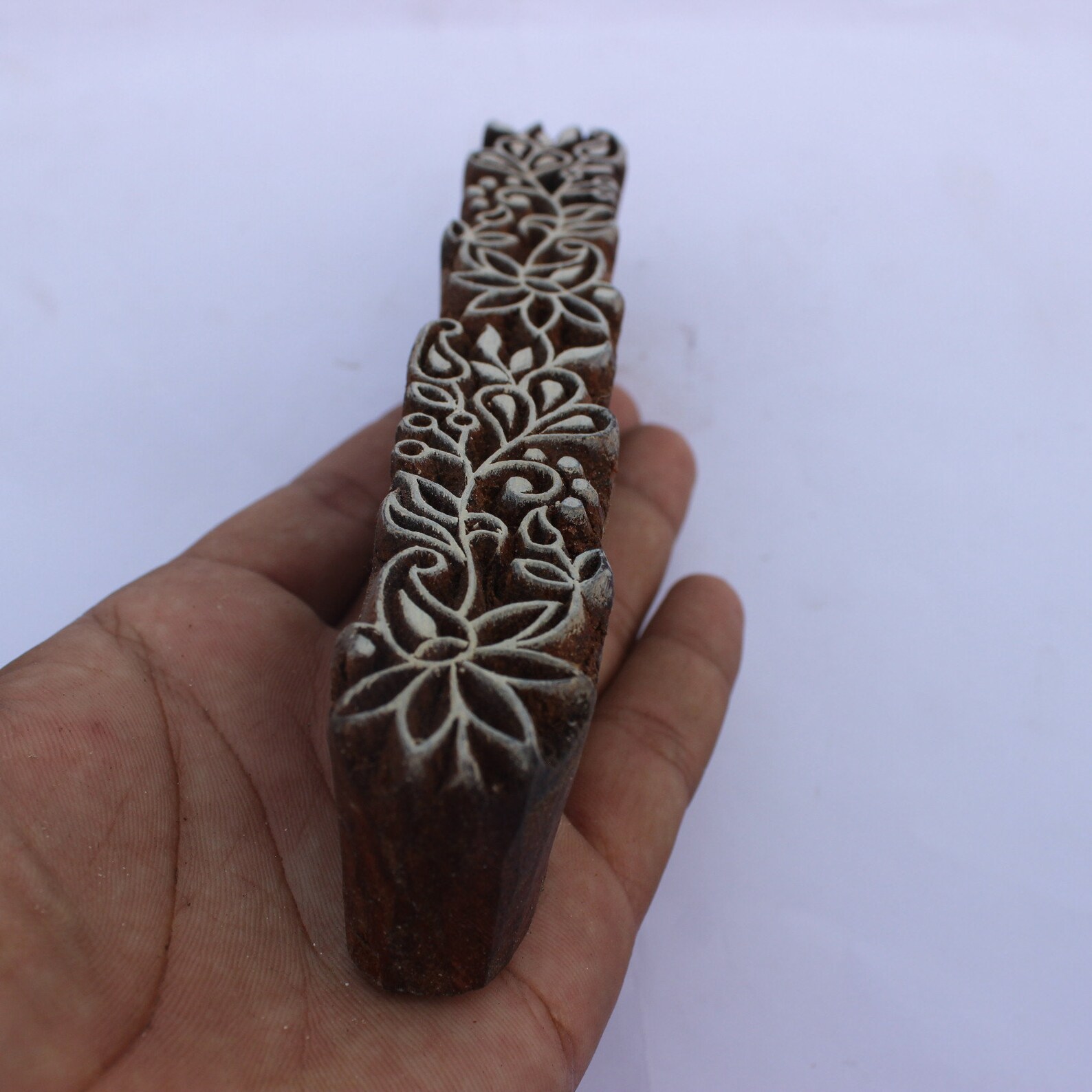 Floral Border Stamp Flower Border Fabric Stamp Indian Wood Block Stamp ...