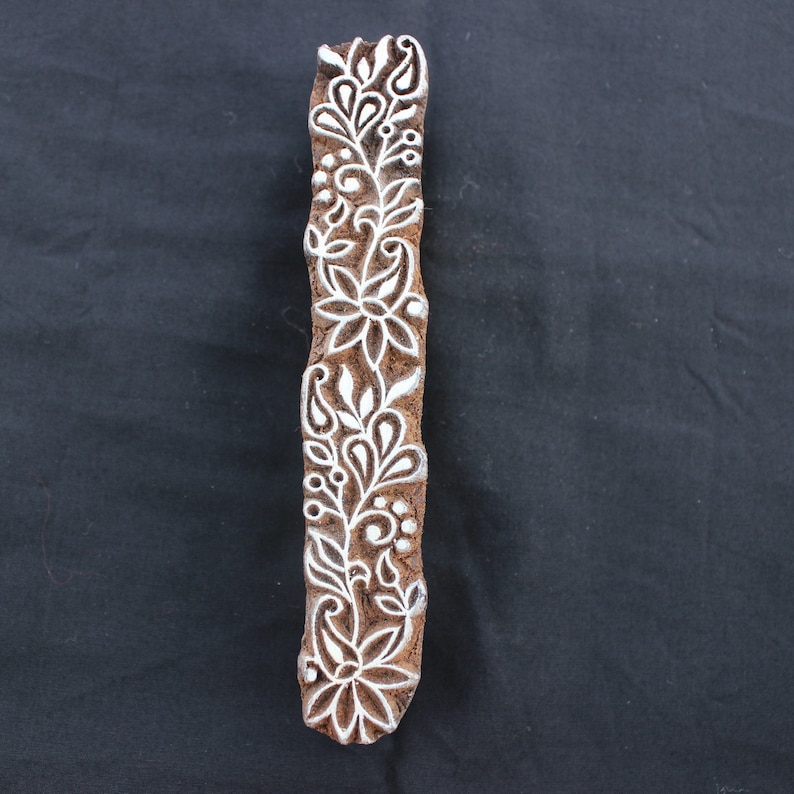Floral Border Stamp Flower Border Fabric Stamp Indian Wood Block Stamp ...