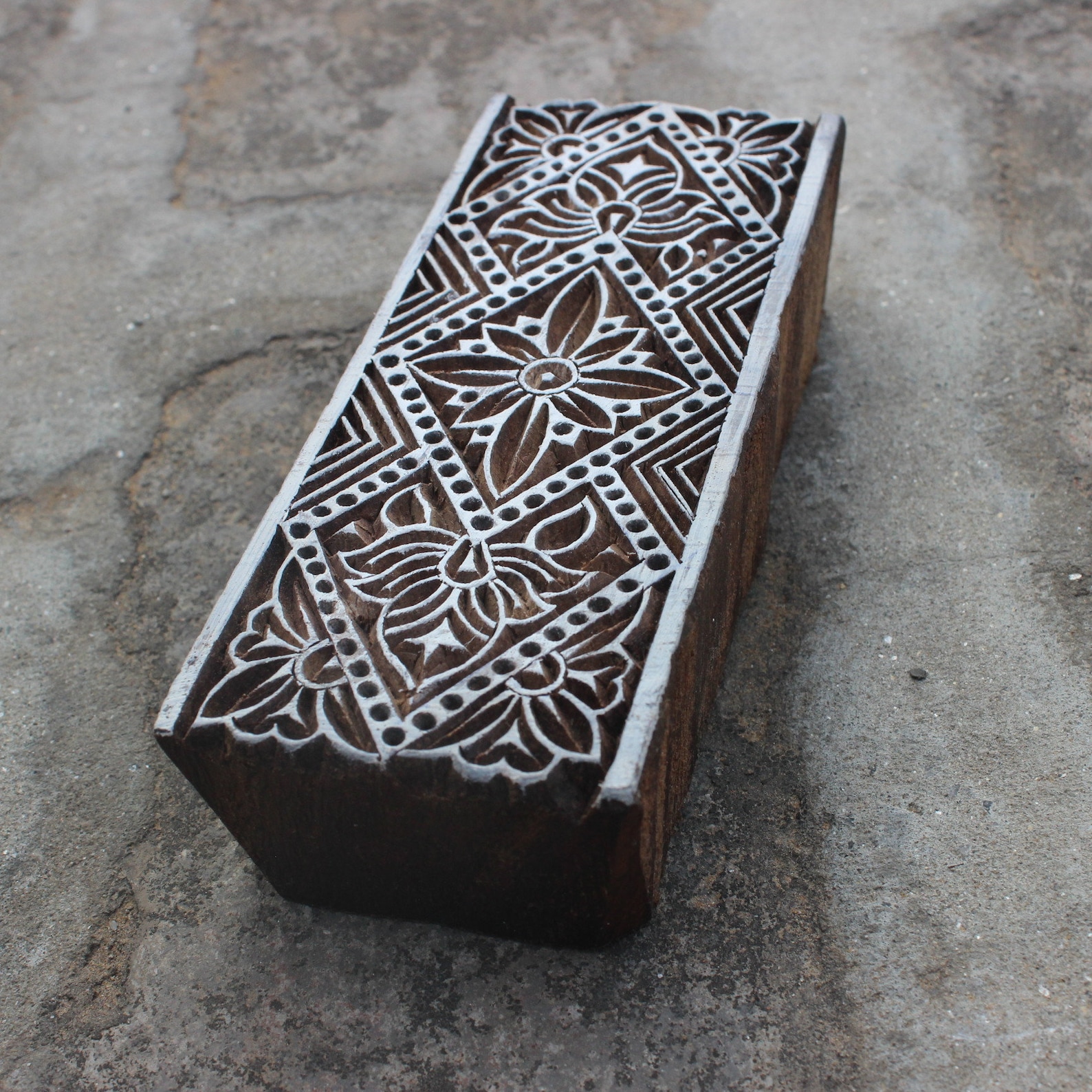 Floral Border Wooden Stamp Carve Handmade Fabric Stamp Indian Block ...