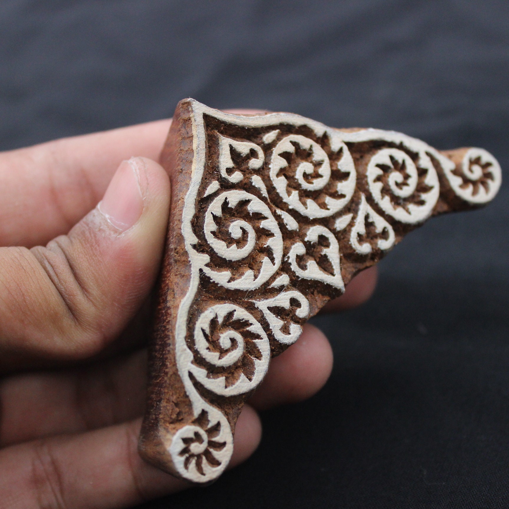 Corner Fabric Block Print Stamp Hand Carved Textile Block for Printing ...