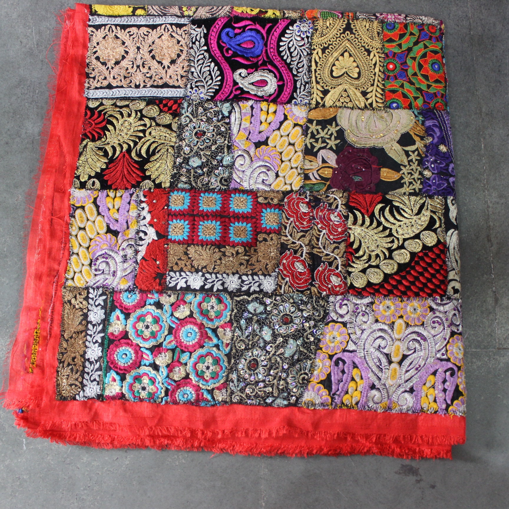 Black Embellished Fabric by the Yard Embroidered Indian Fabric Gypsy ...