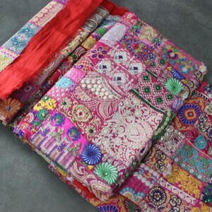 Pink Boho Indian Fabric by the Yard Embellished Fabric Patchwork Indian ...
