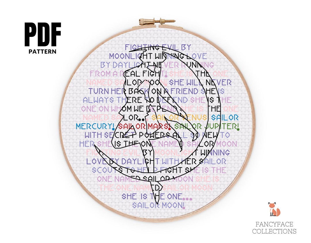 Sailor Moon Theme Lyrics Cross Stitch Pattern PDF - Etsy