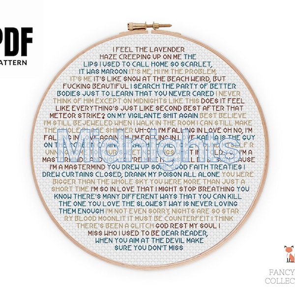 Lyrics Cross Stitch - Etsy