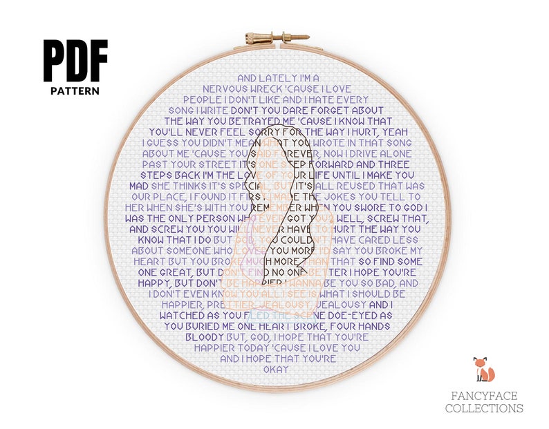 Olivia Rodrigo Sour Lyrics Cross Stitch Pattern PDF | Etsy