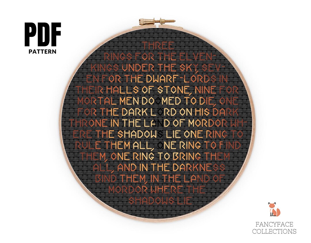 Lord of the Rings - One Ring Cross Stitch Pattern PDF - Etsy