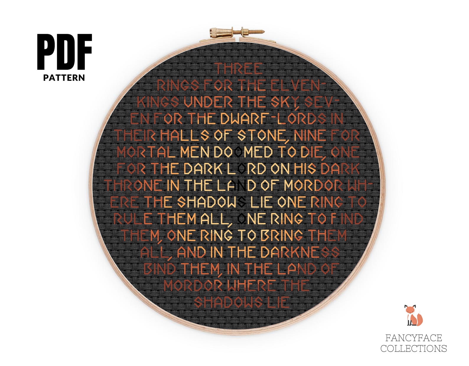 Lord of the Rings - One Ring Cross Stitch Pattern PDF - Etsy