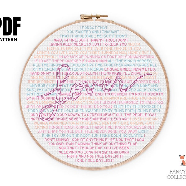 Lover Lyrics Cross Stitch - Etsy