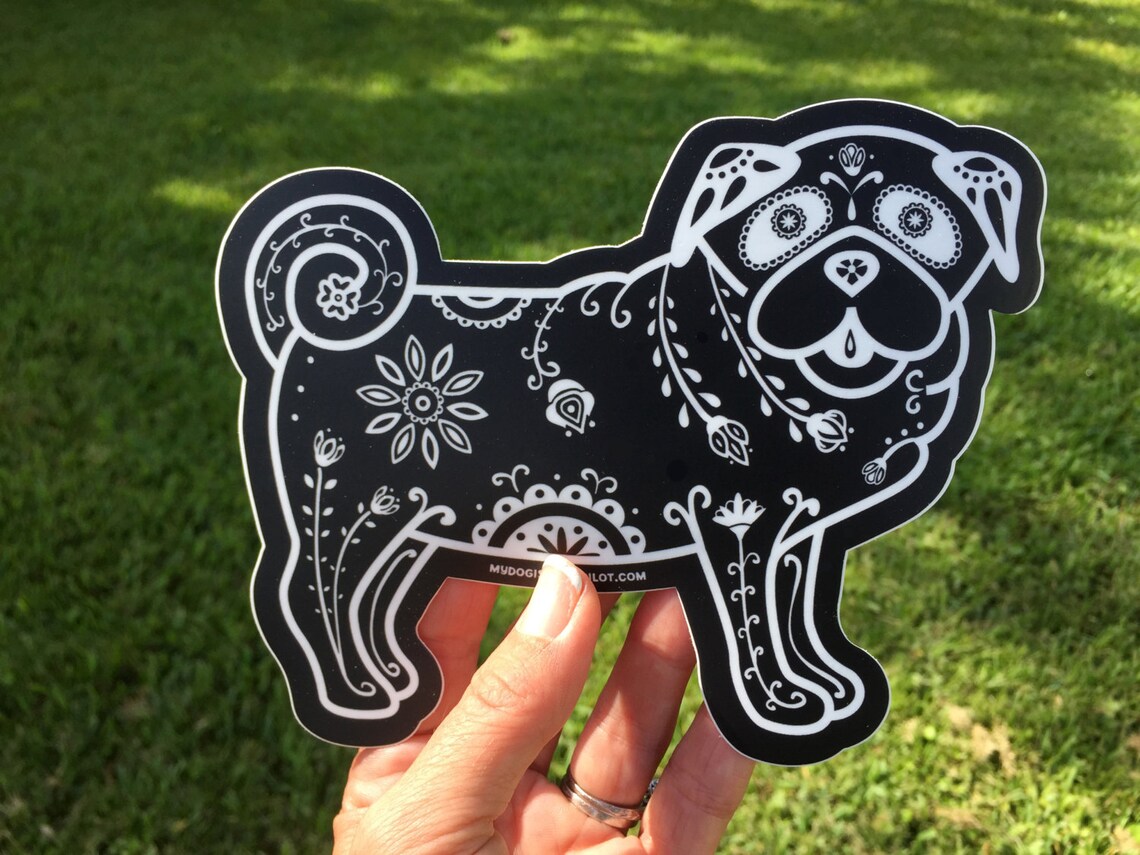 Pug Decal Sugar Skull Pug Decal Pug Sticker Pug Bumper - Etsy