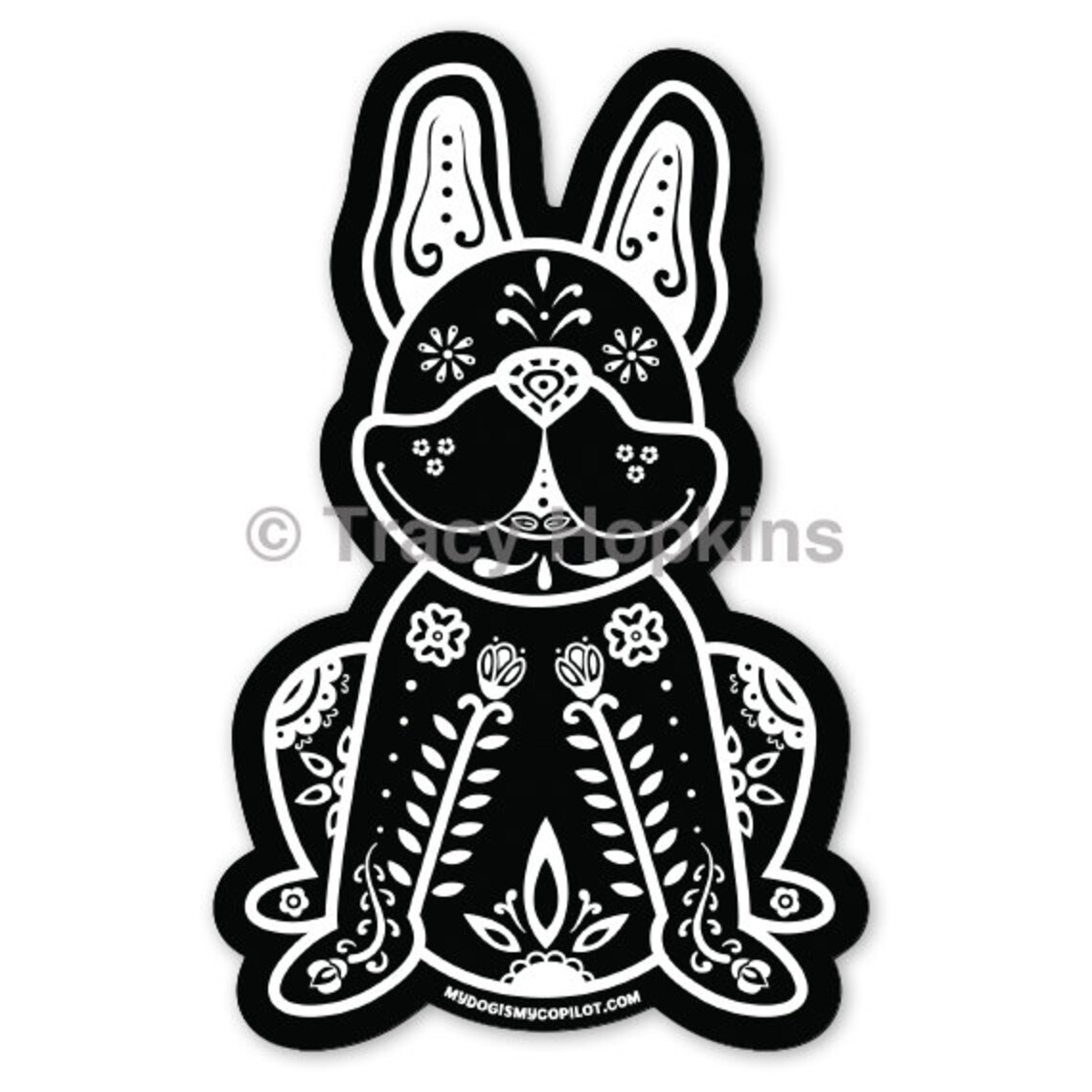 French Bulldog Decal - Sugar Skull Frenchie Decal - French Bulldog ...