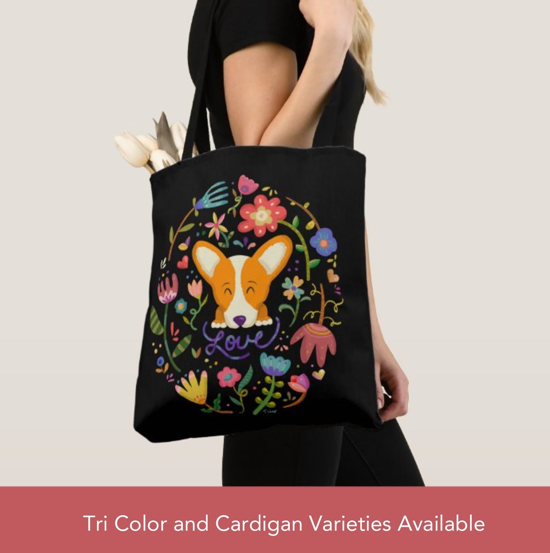 Corgi Tote Bag - Corgi - Corgi Love and Flowers- Pet Lover Gift ...