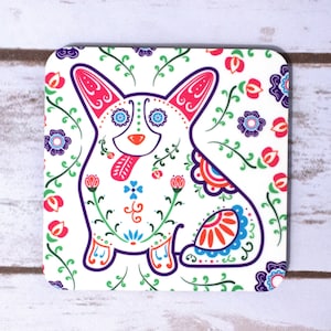 Sugar Skull Corgi Coasters Set of 4 Dia De Los Corgis Welsh Corgi ...