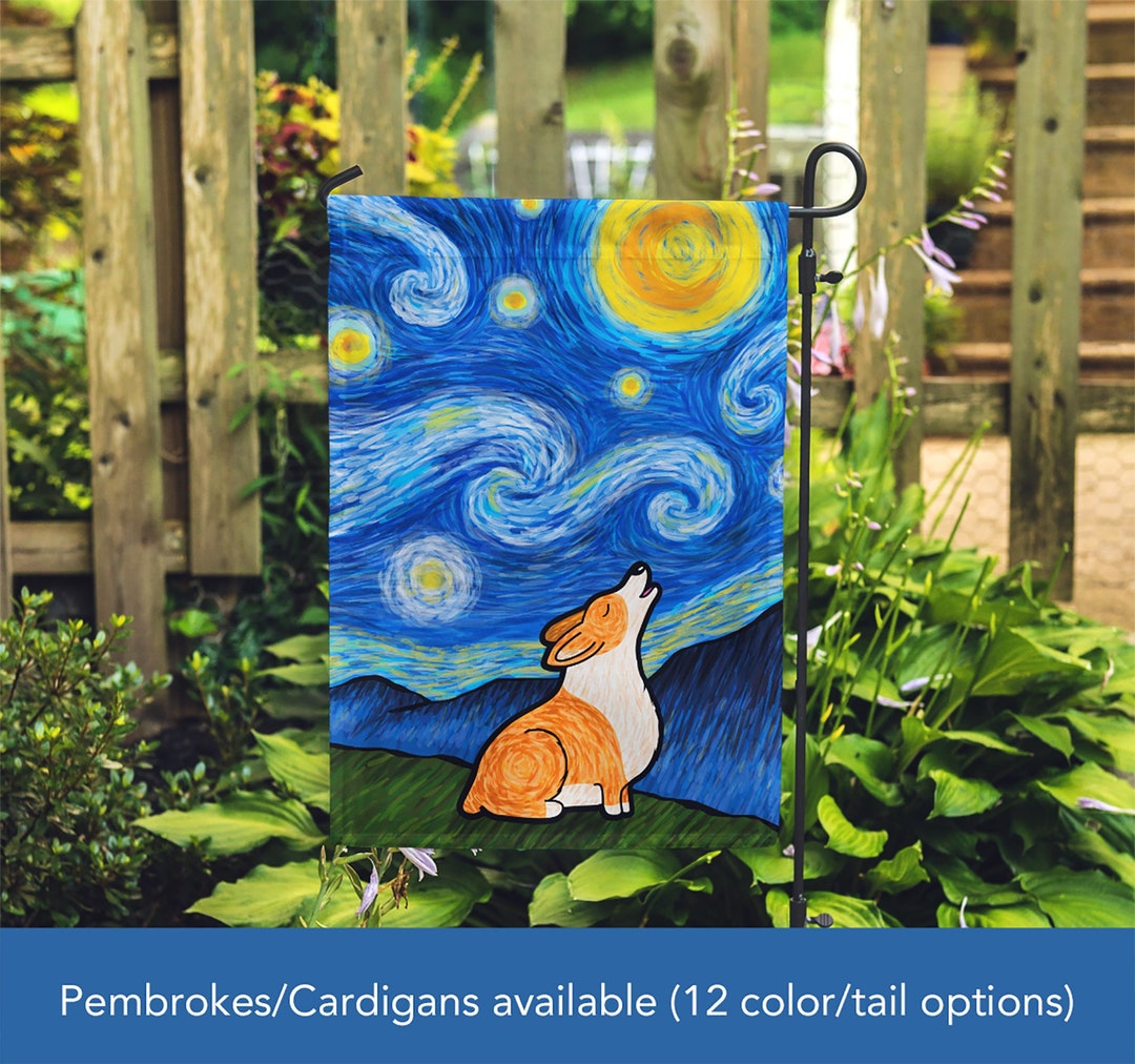Double Sided Starry Night Corgi Garden Flag - Unique Corgi Gift ...