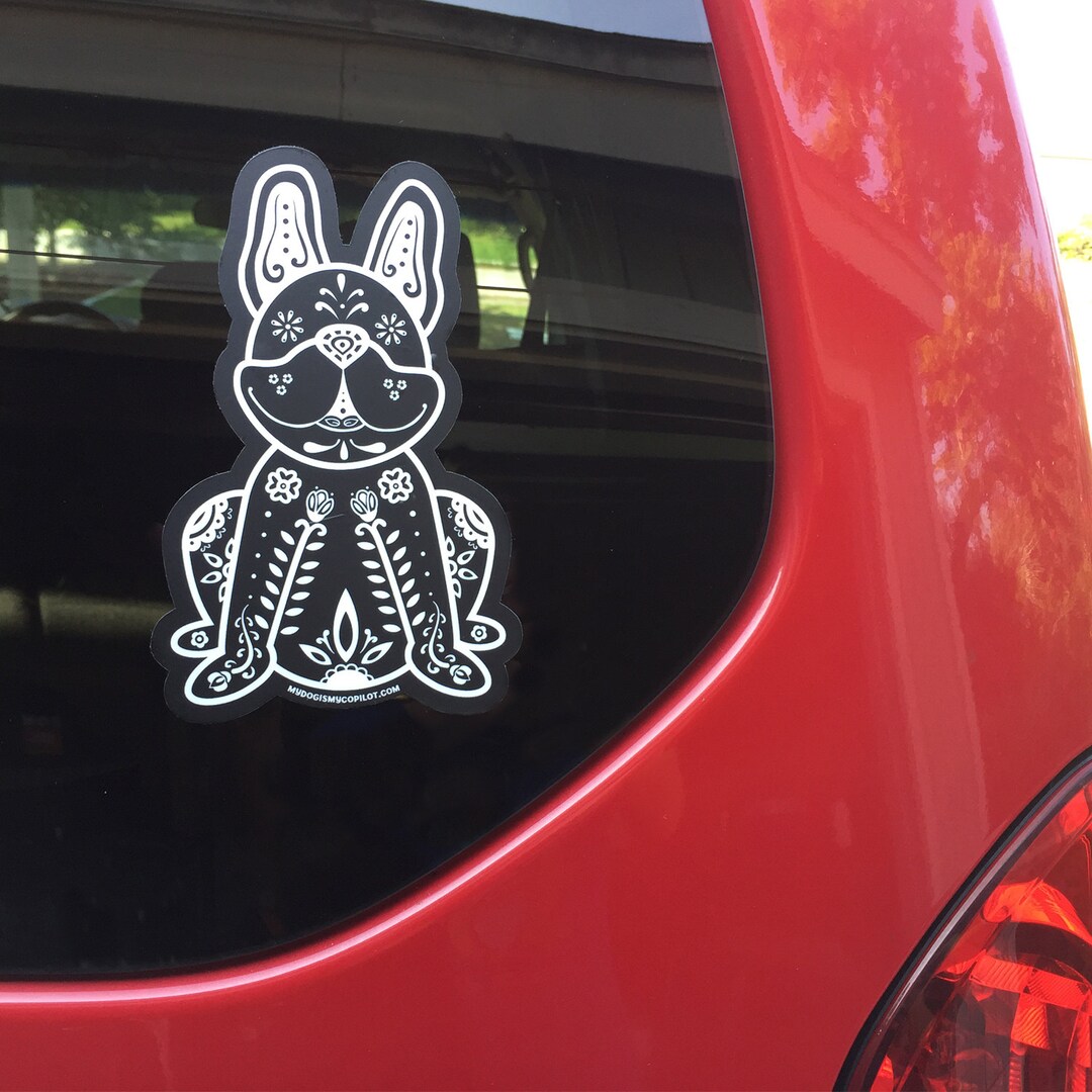 French Bulldog Decal - Sugar Skull Frenchie Decal - French Bulldog ...