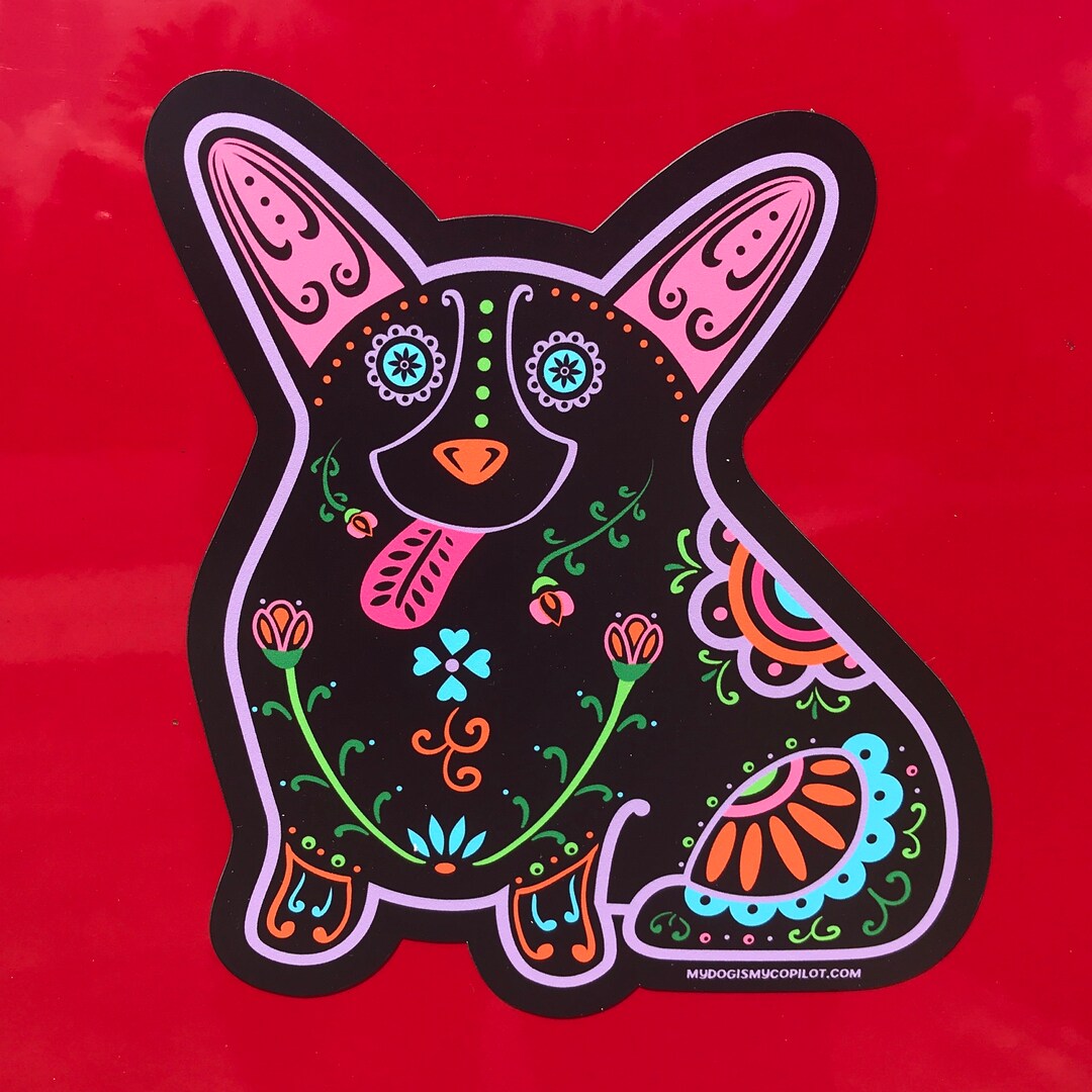 Corgi Magnet Sugar Skull Corgi Magnet Corgi Car Magnet Corgi Gift Idea ...