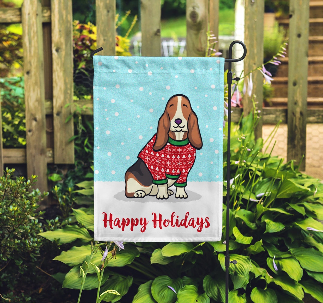 Holiday Basset Hound Garden Flag - Unique Basset Hound Gift - Basset ...