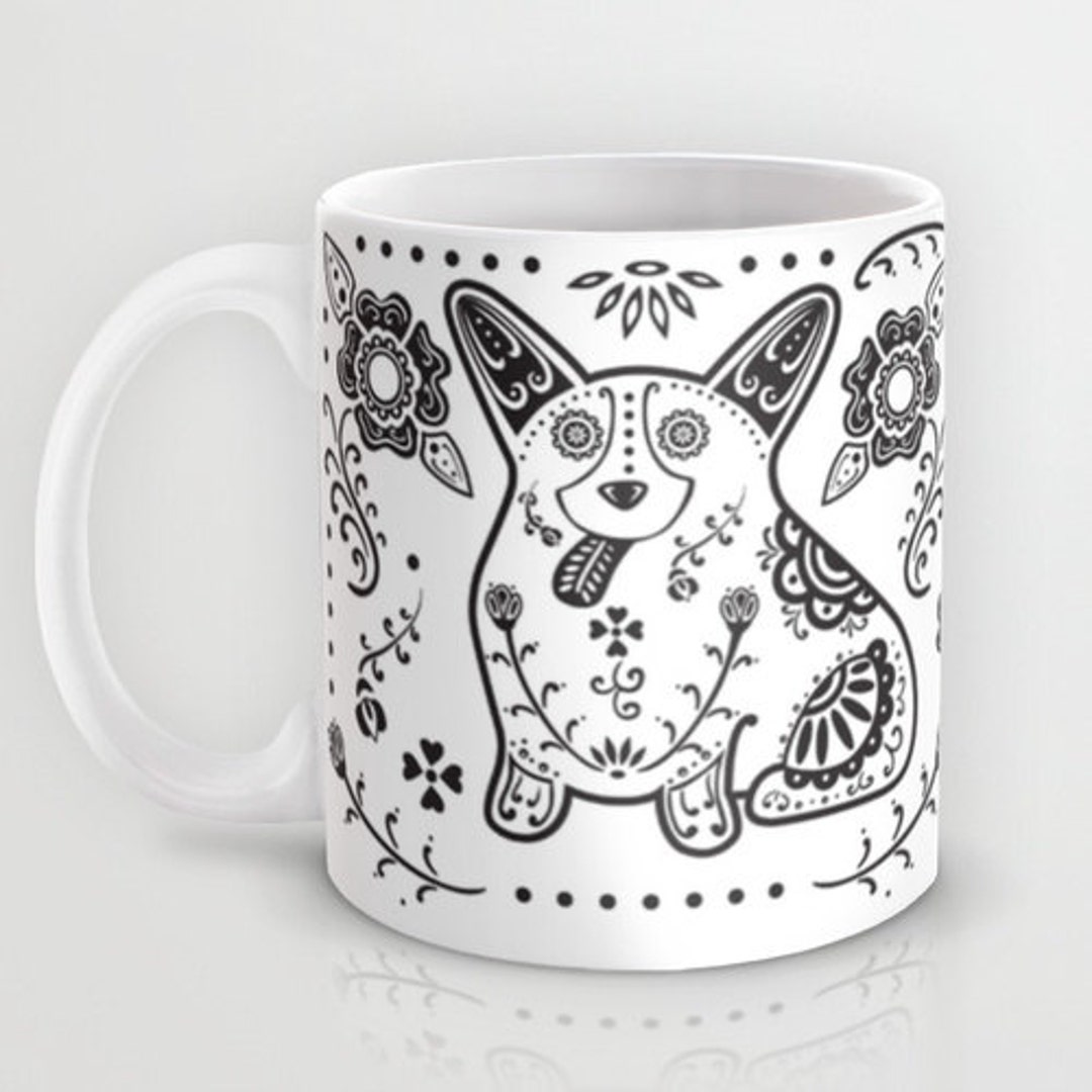 Corgi - Sugar Skull Corgi Mug - Pembroke Welsh Corgi Coffee Mug - Dia ...