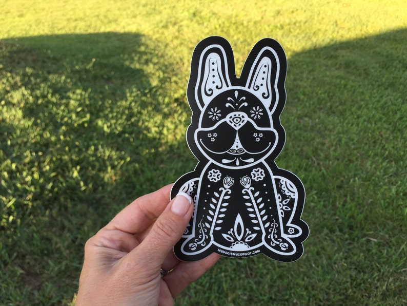 French Bulldog Decal - Sugar Skull Frenchie Decal - French Bulldog ...