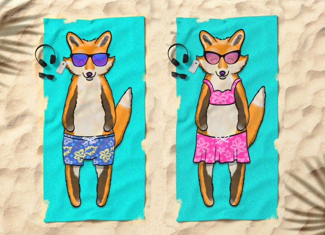 Fox Beach Towel - Bulldog Gift - 30" X 60" or 36" X 72" - Gift for Fox ...