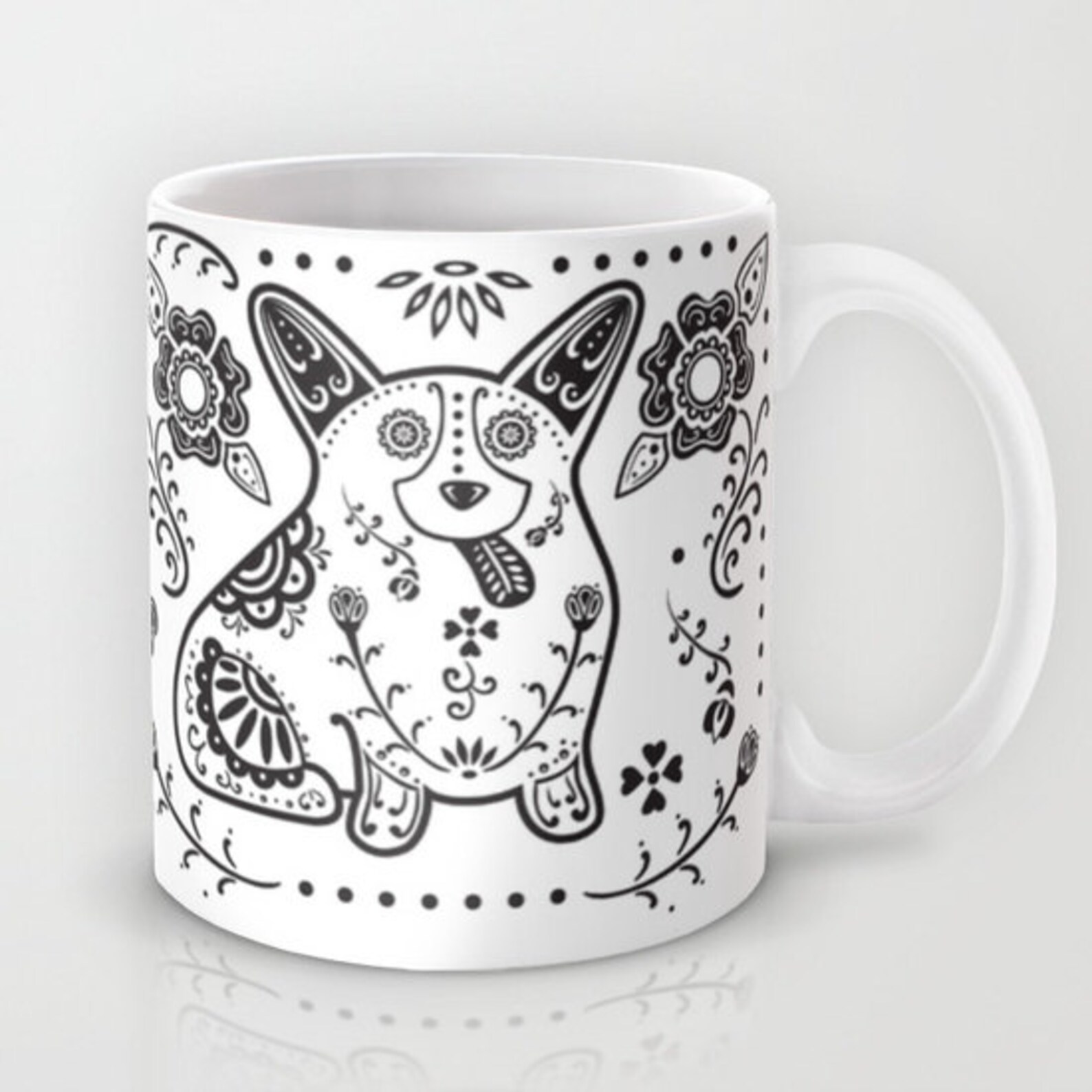 Corgi Sugar Skull Corgi Mug Pembroke Welsh Corgi Coffee - Etsy