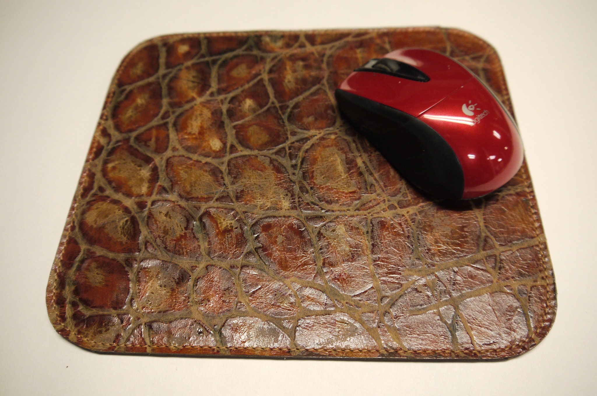 Alligator Embossed Leather Mouse Pad. Unique Made in USA free | Etsy