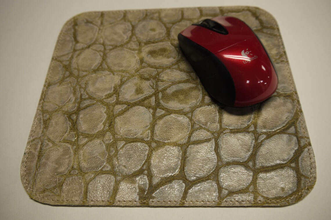 Alligator Embossed Leather Mouse Pad. Unique Made in USA free | Etsy