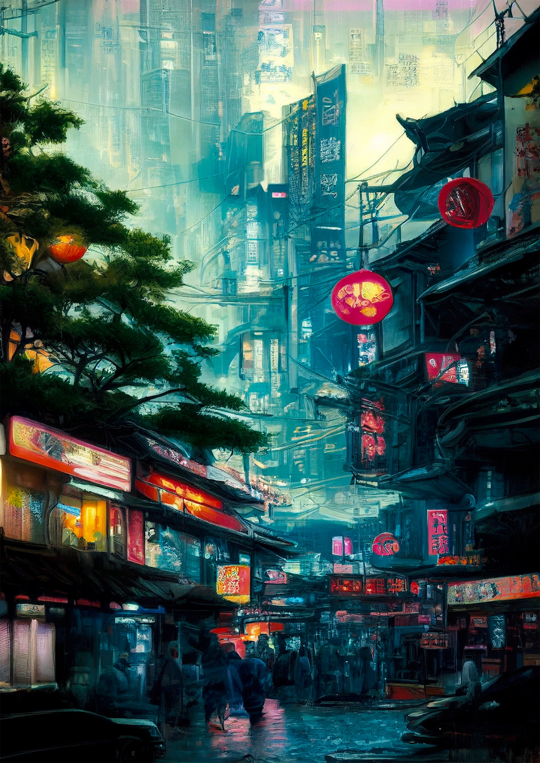 Cyberpunk city poster - Etsy España