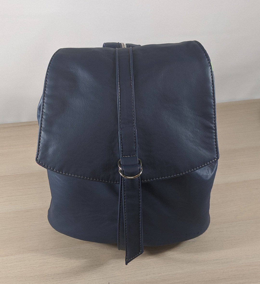 Navy Blue Mini Backpack With Zippered Strap Featuring Alexander Henry ...