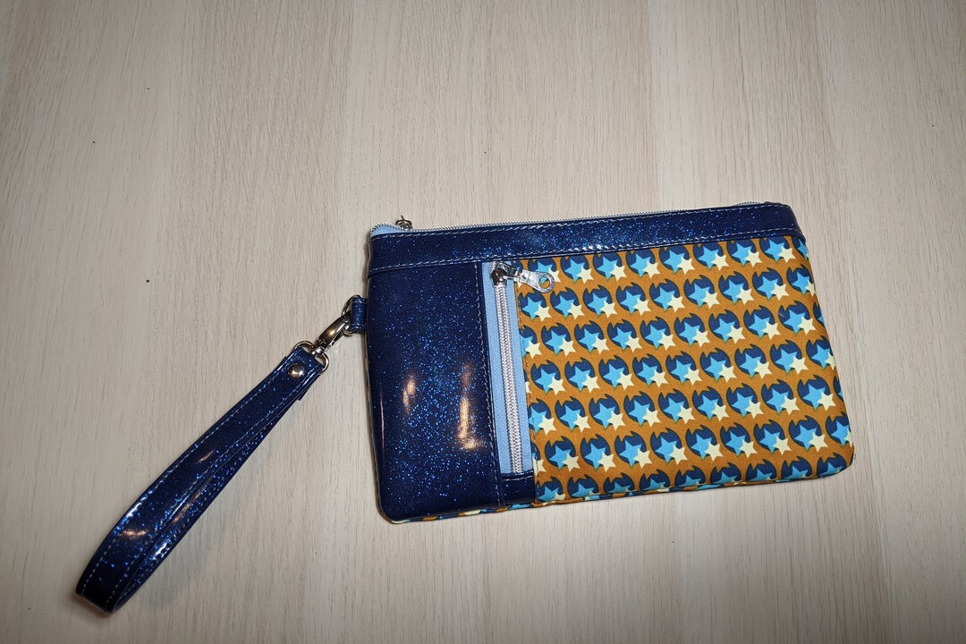 Mustard and Blue Stars Pattern From Free Spirit With Blue Glitter Vinyl ...