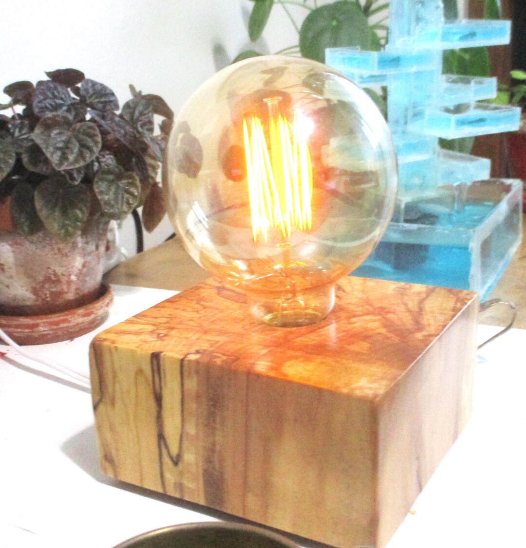 B-64 Gorgeous Maple Lamp With Black Lining, Spalting and Some Ambrosia ...