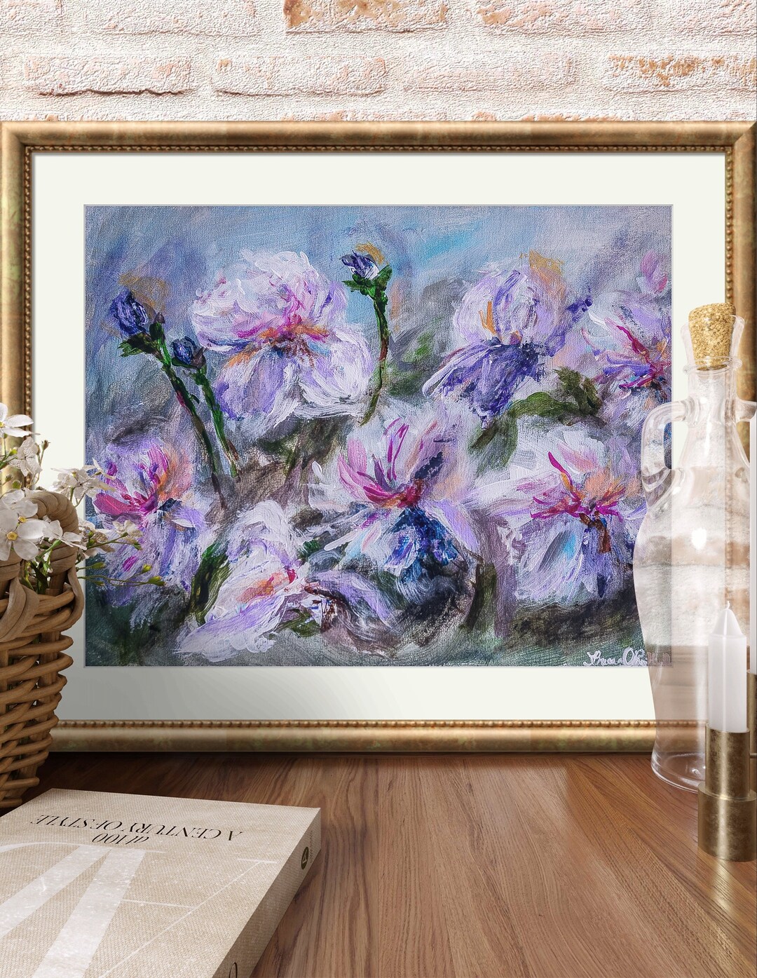 Original Iris Oil Painting, Impressionist Floral Art, 11x14 Canvas - Etsy