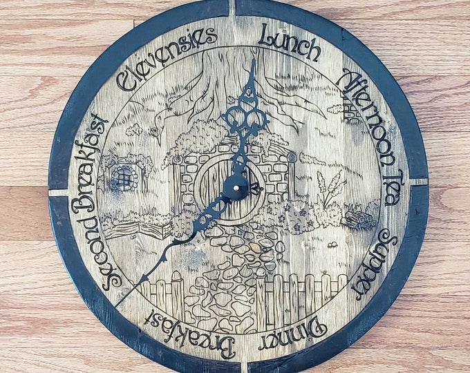Hobbit Clock, Lord of the Rings Clock, Second Breakfast Clock, Wall ...